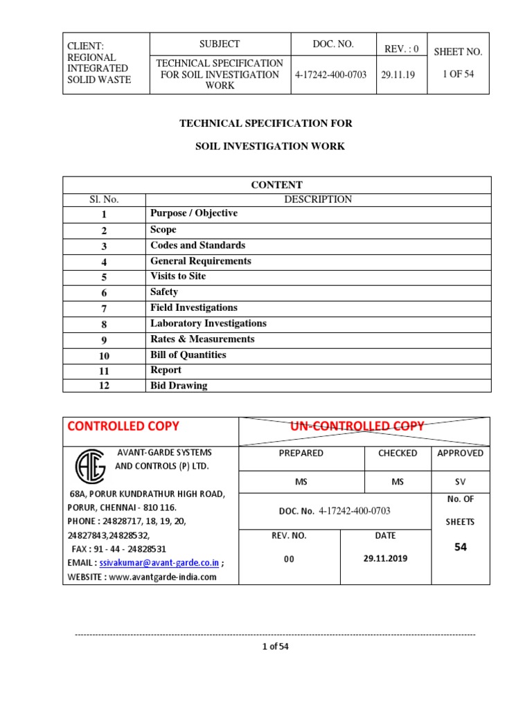 Rewa - Specification For Soil Investigation | PDF | Deep Foundation | Geotechnical Engineering
