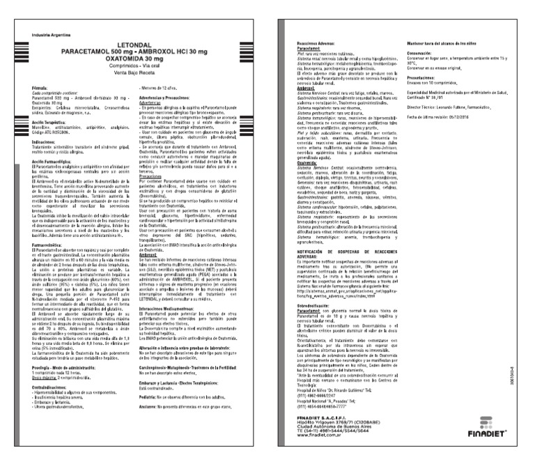 LETONDAL Prospecto PDF | PDF