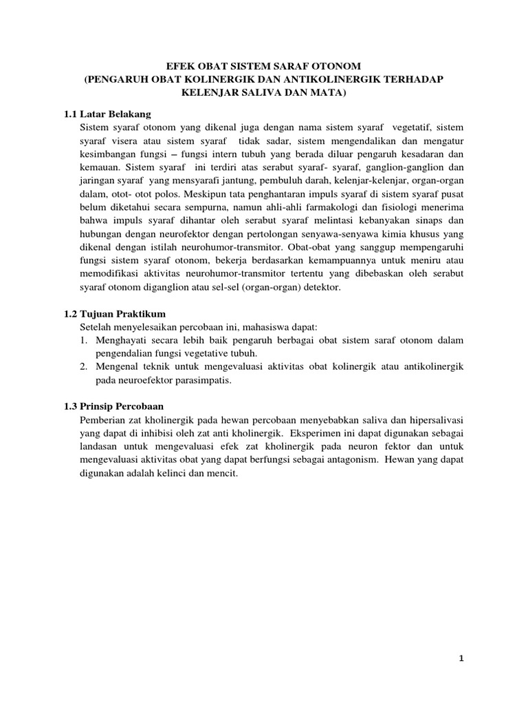 Efek Obat Kolinergik dan Antikolinergik | PDF