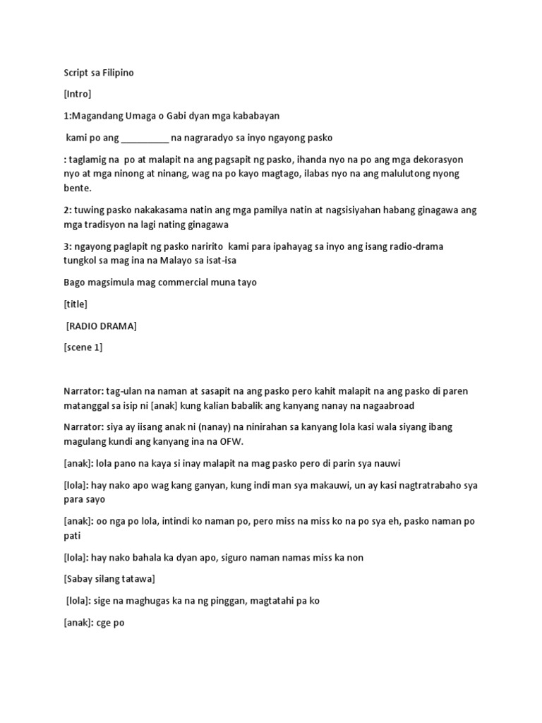 Script Sa Filipino | PDF