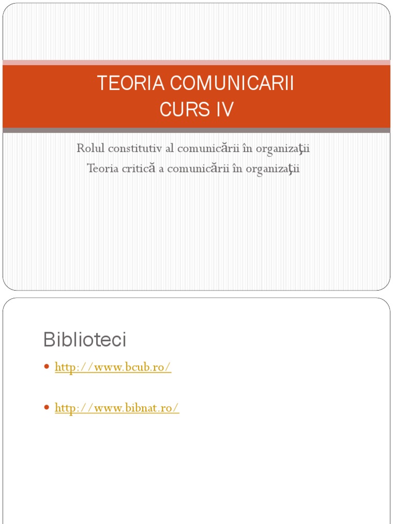 Teoria Comunicarii Curs Iv | PDF