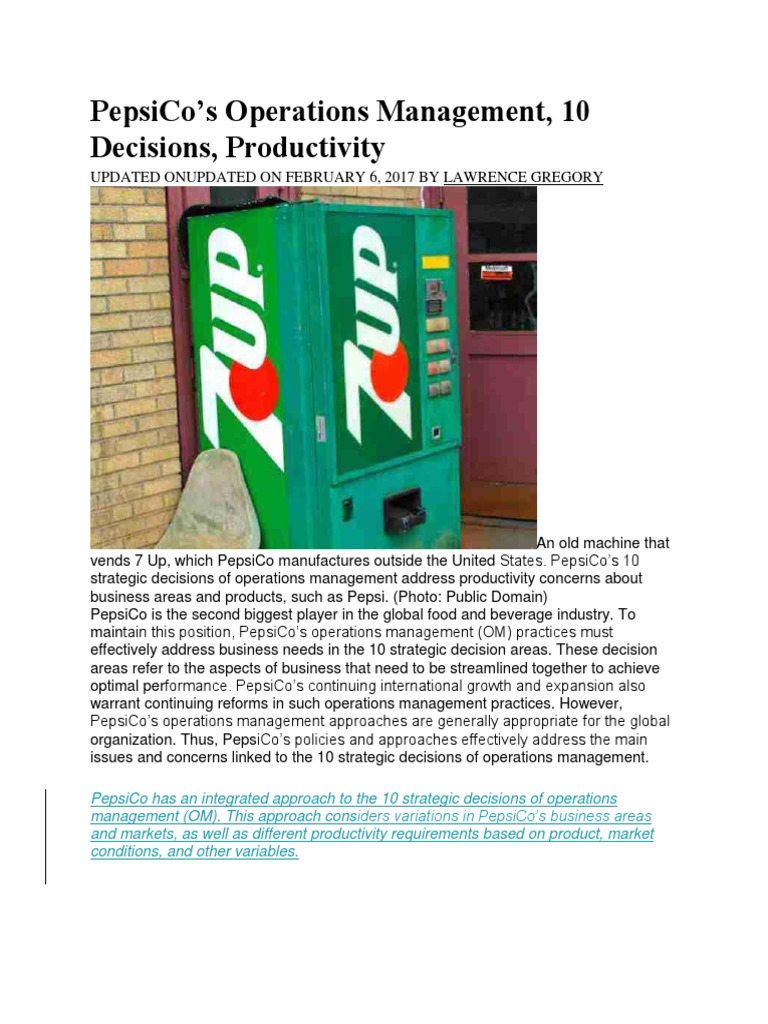 Pepsi Co | PDF | Pepsi Co | Strategic Management