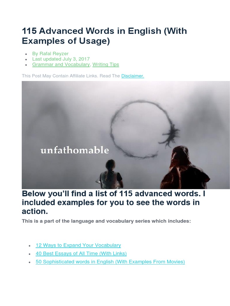 115 Advanced Words in English | PDF | Vocabulary | Adjective