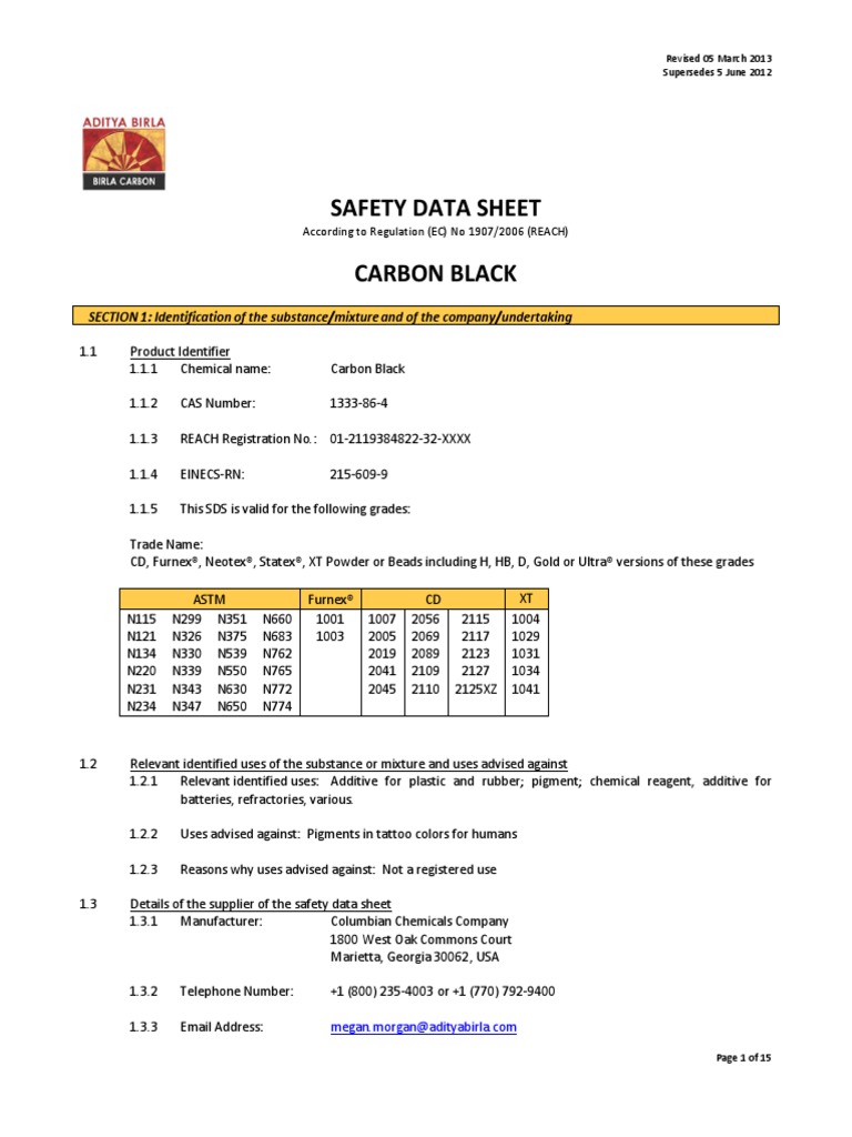Carbon Black - Properties PDF | PDF | Dangerous Goods | Combustion