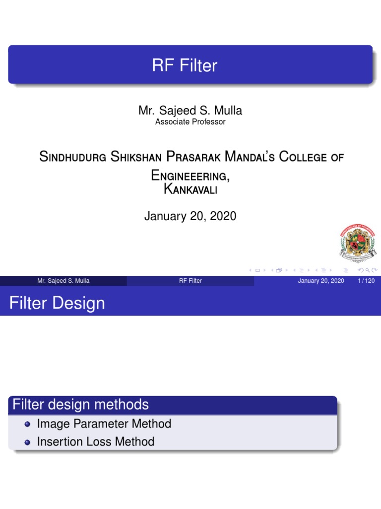 RF Filter Design PPT | PDF | Electronic Filter | Electrical Engineering