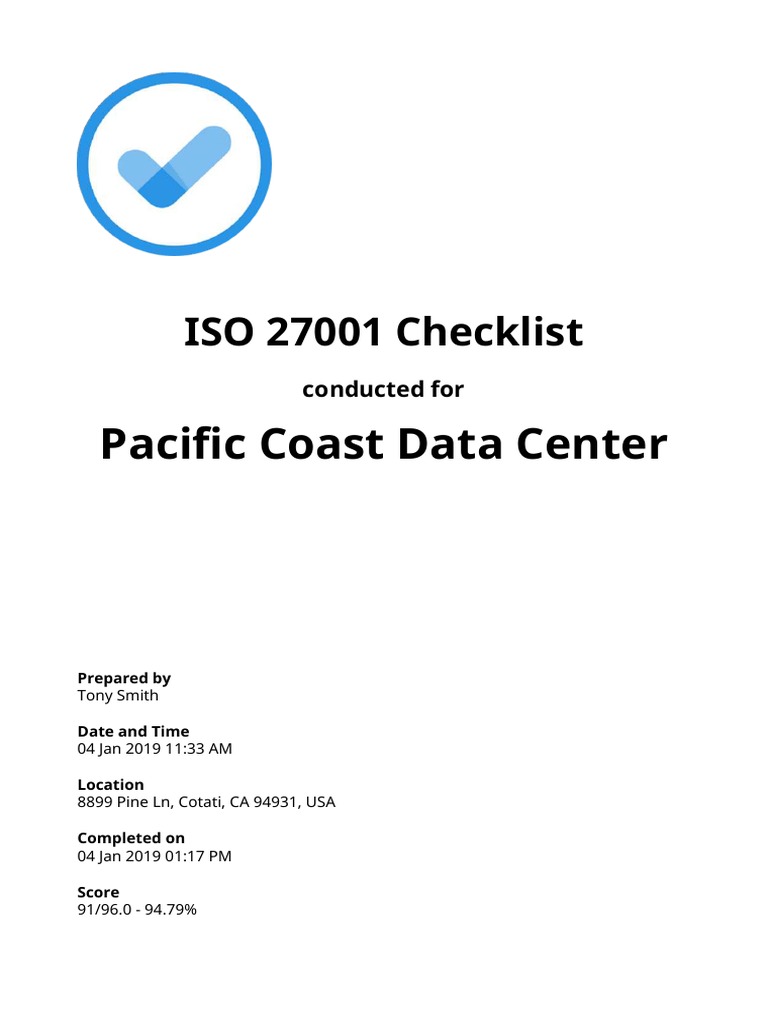 ISO 27001 Checklist Sample Report Iauditor | PDF | Information Security ...