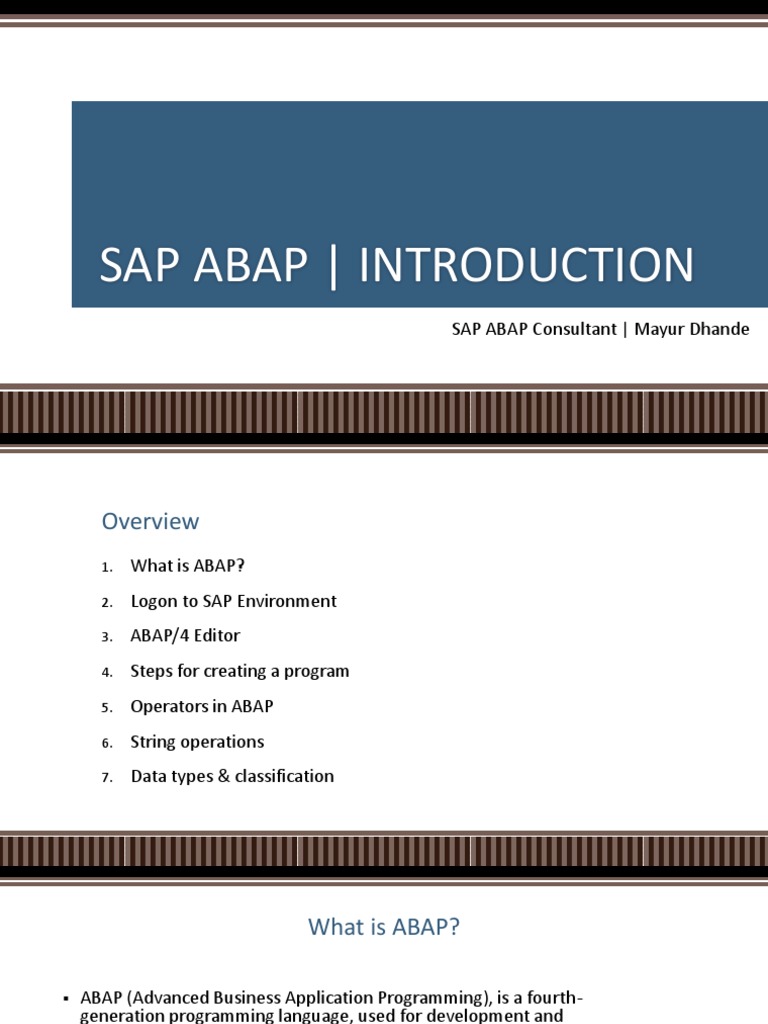 ABAP Programming 01 | PDF | Class (Computer Programming) | Software Engineering