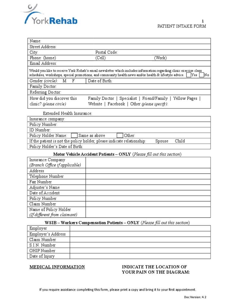 PT Intake Form | PDF | Physical Therapy | Privacy