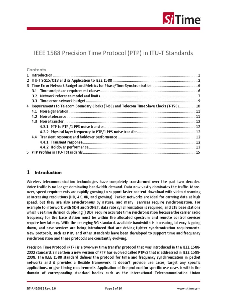 IEEE1588 Precision Time Protocol ITU T Standards | PDF | Computer Network | Telecommunication