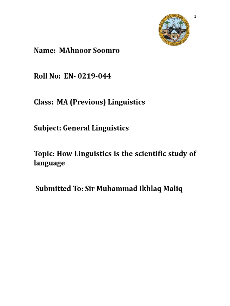 How Linguistics Is The Scientific Study of Language | PDF | Linguistics ...