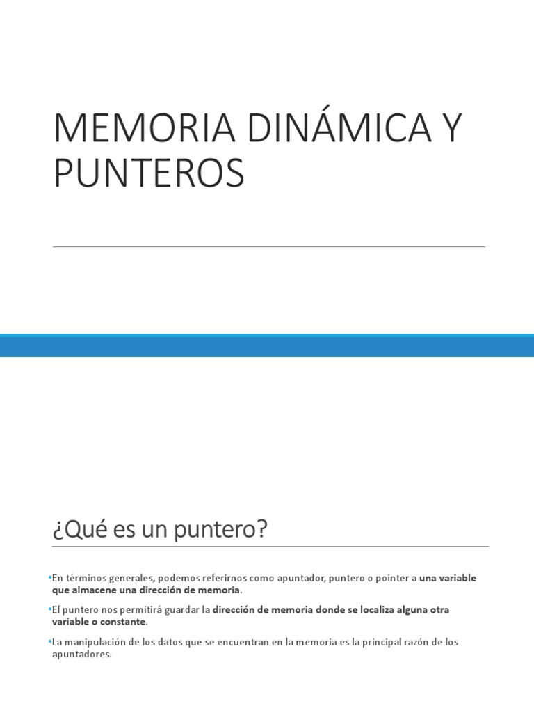 Memoria Dinámica y Punteros en C++ | PDF | Puntero (Programación de ...