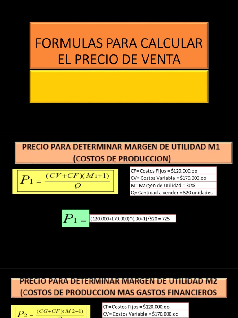 Formulas para Calcular El Precio de Venta PDF | PDF