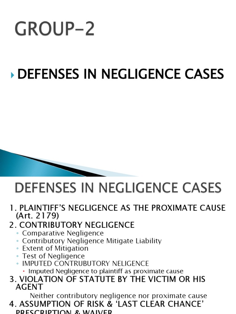 Defenses in Negligence Cases Explained | PDF | Contributory Negligence ...