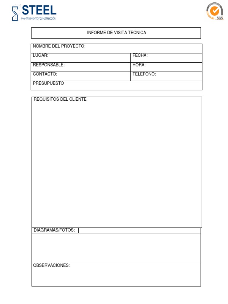Formato - Informe de Visita Tecnica | PDF