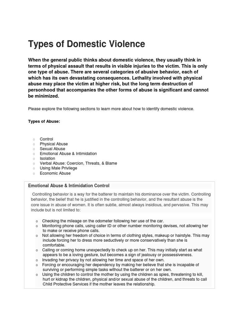 Understanding Types of Domestic Violence | PDF | Domestic Violence ...