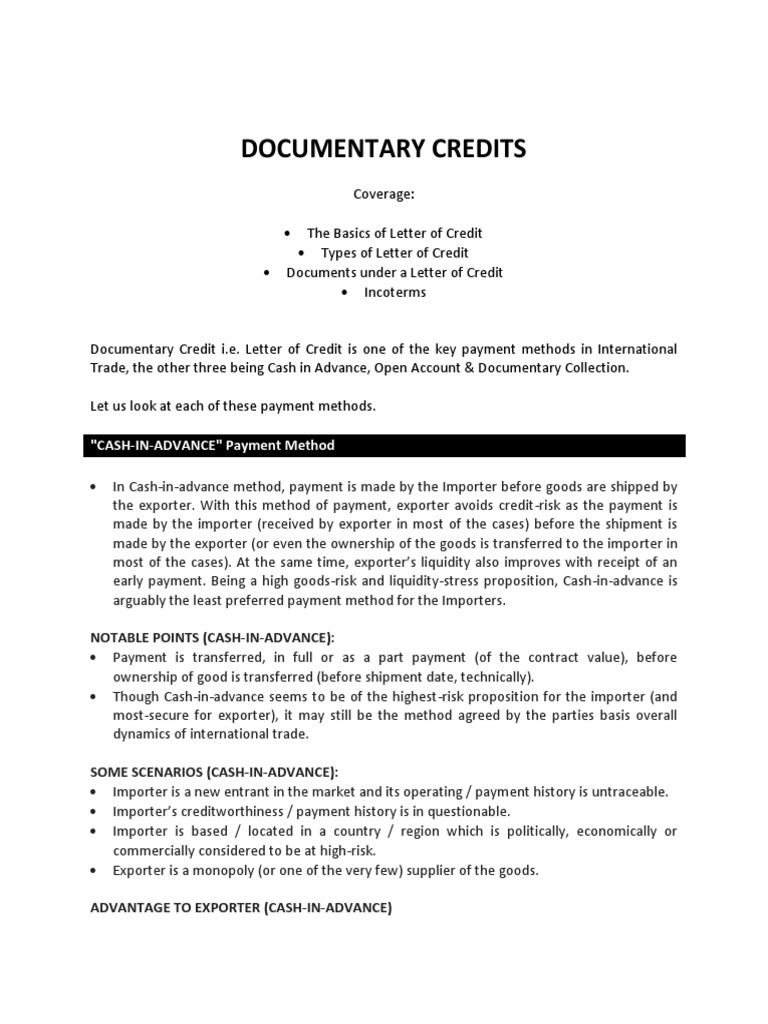 Documentary Credits - HRP IBS | Download Free PDF | Letter Of Credit ...