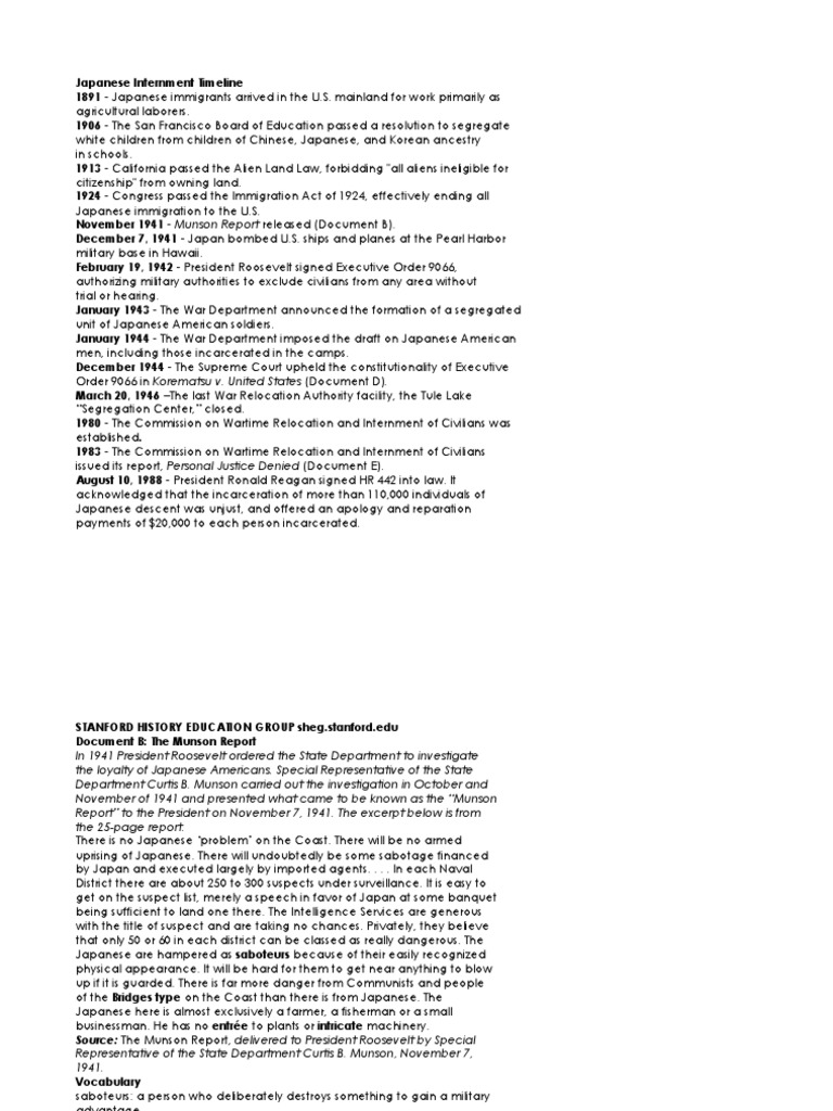 Unit 8 DBQ WWII Japanese Internment 2020 | PDF | Internment Of Japanese ...