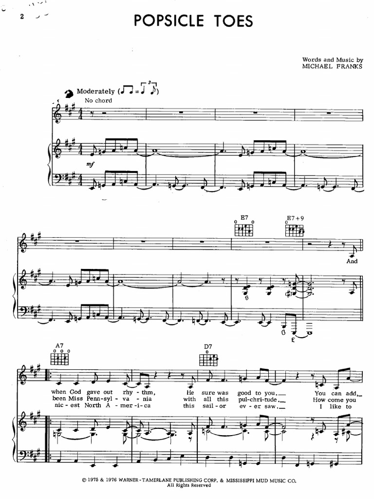 Michael Franks-Popsicle Toes-SheetMusicDrive PDF | PDF