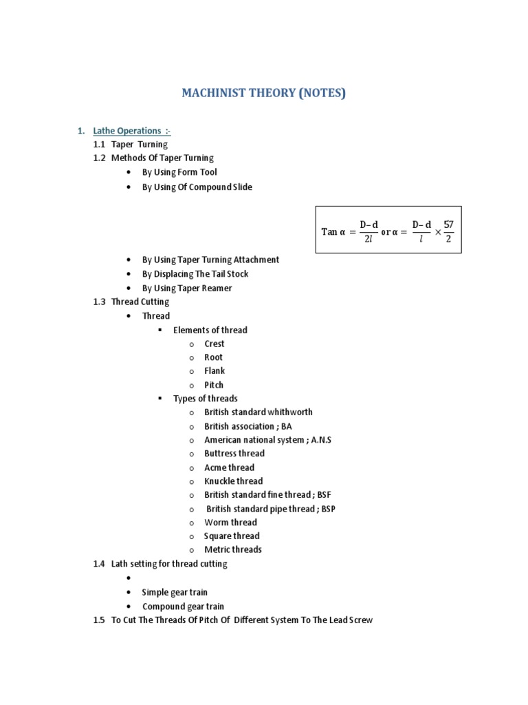 Machinist Theory | PDF