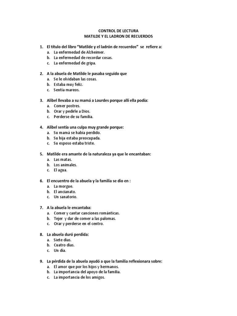 Matilde y El Ladron de Recuerdos | PDF