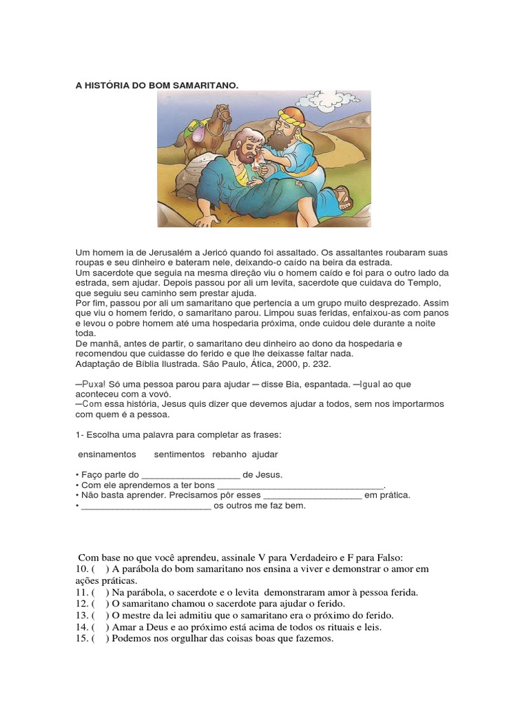 A História Do Bom Samaritano | PDF | Conteúdo bíblico | Religião e crença