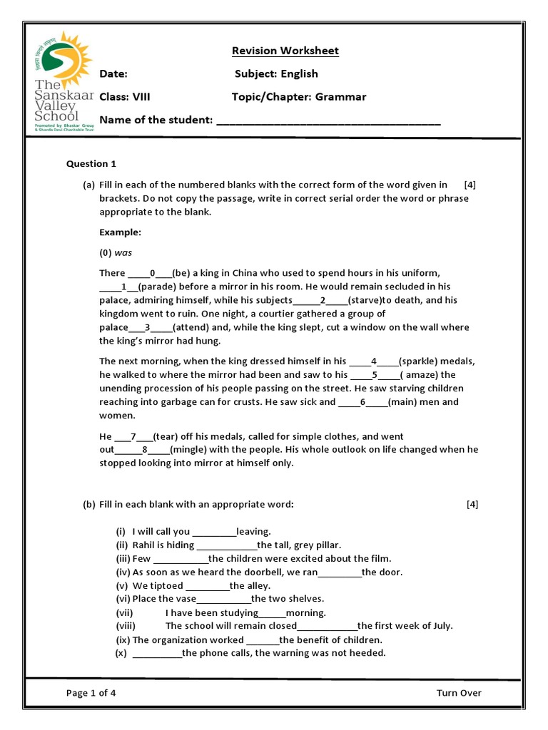 English Lang Revision Sheet | PDF
