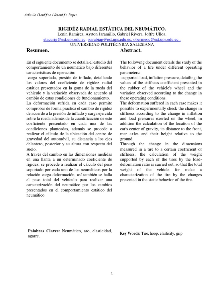 Rigidez Radial de Neumáticos | PDF | Neumático | Cantidades fisicas