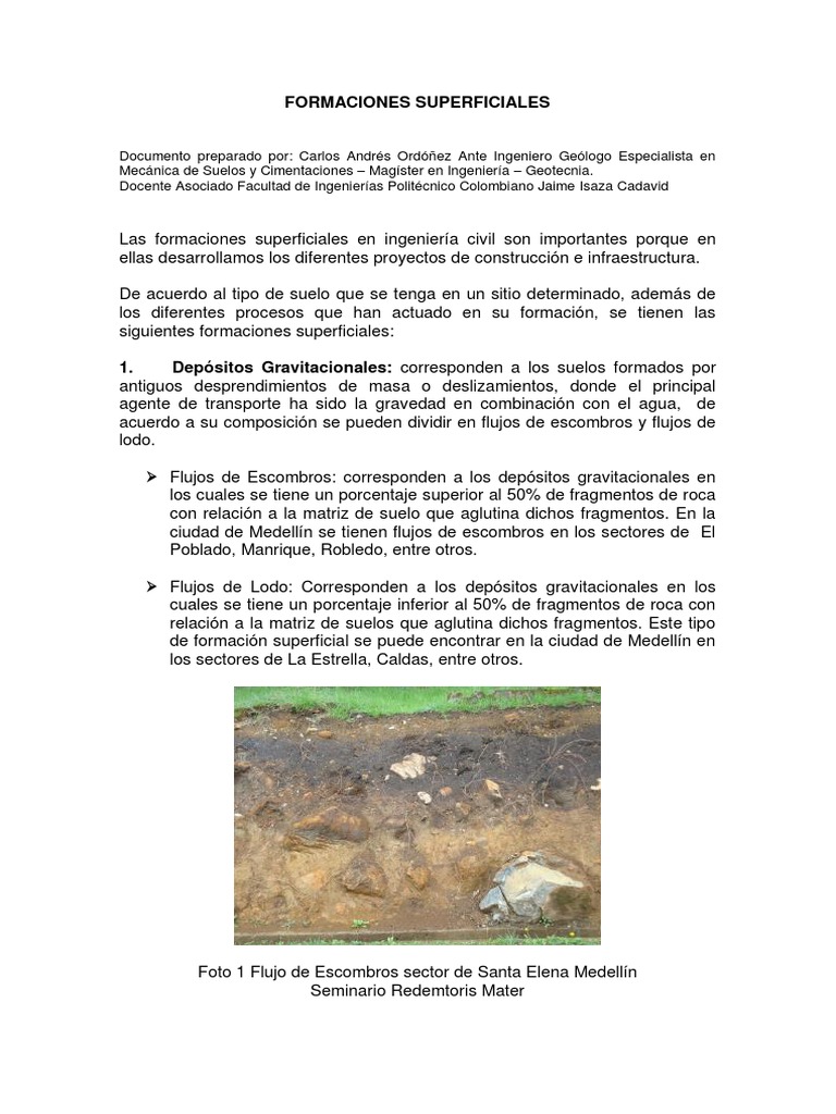 Formaciones Superficiales | PDF | Roca (geología) | Materiales naturales