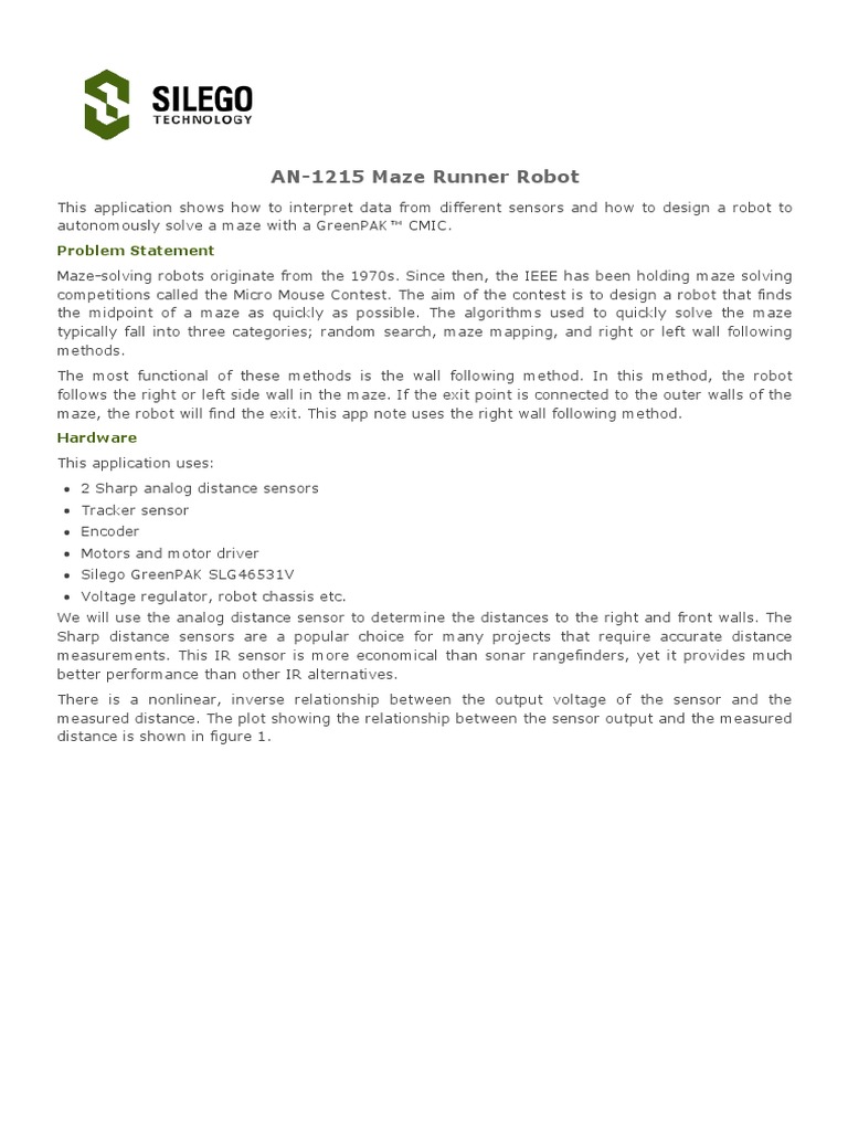 AN-1215 Maze Runner Robot | PDF | Electrical Engineering | Electronics
