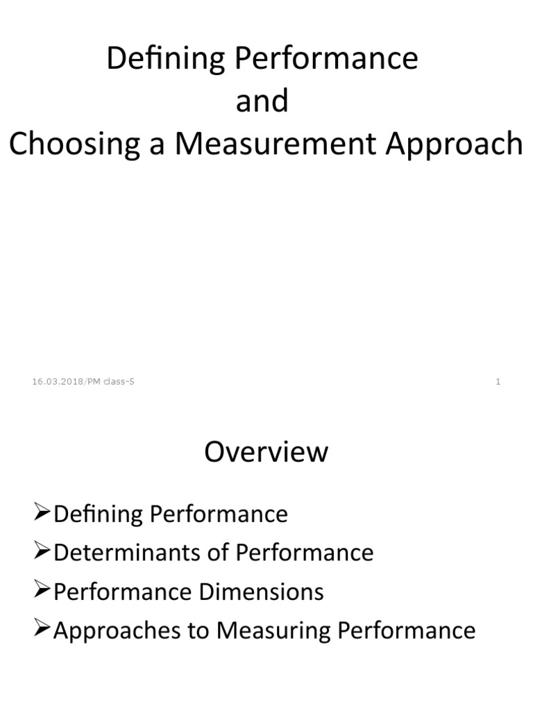 Defining Performance and Choosing A Measurement Approach | PDF ...