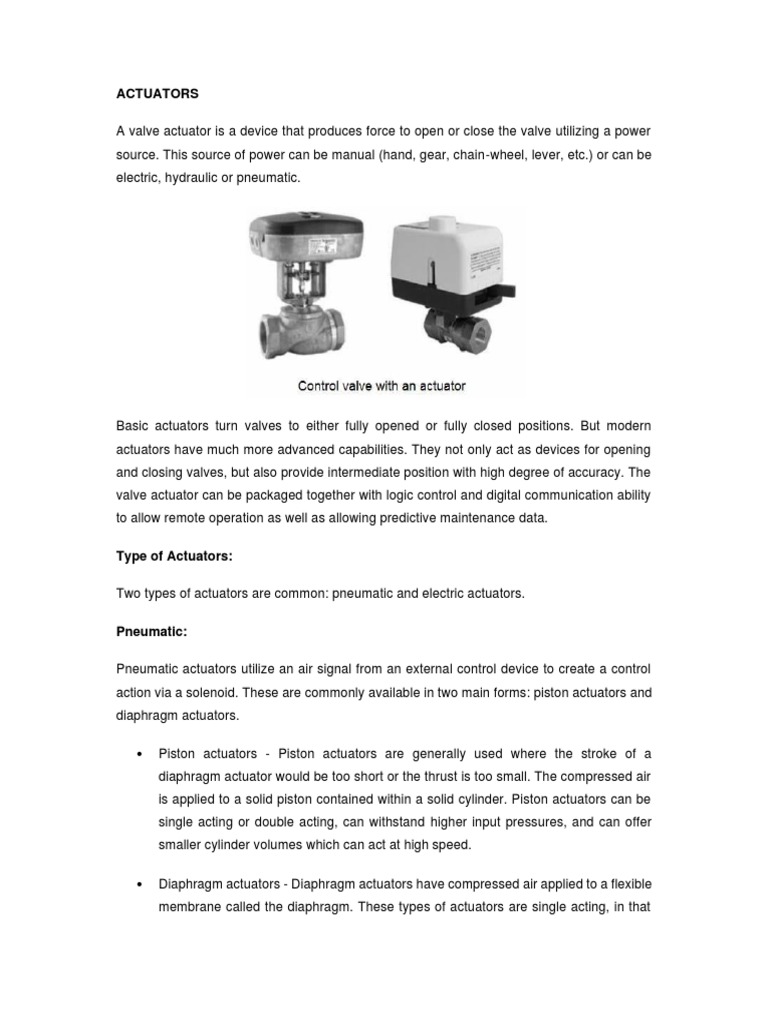 ACTUATORS | PDF | Actuator | Electric Motor