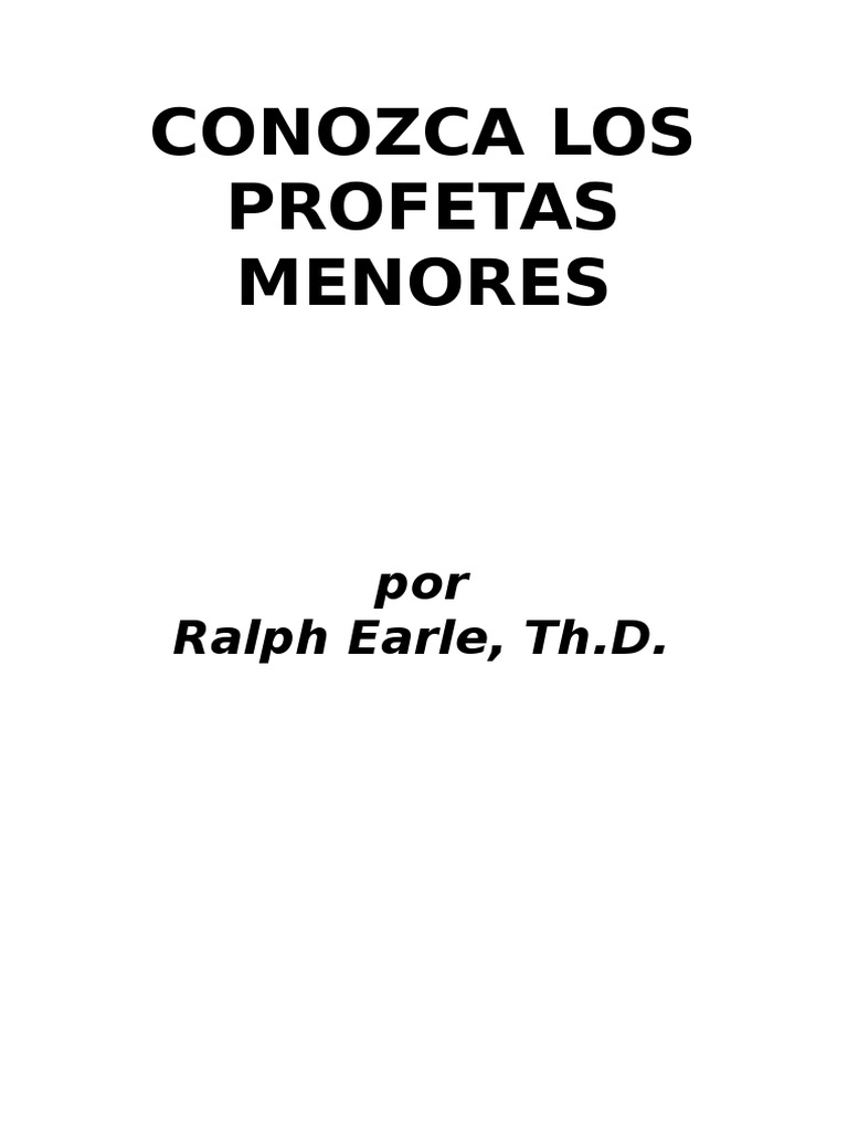 Conozca Los Profetas Menores Pdf Doce Profetas Menores Profeta