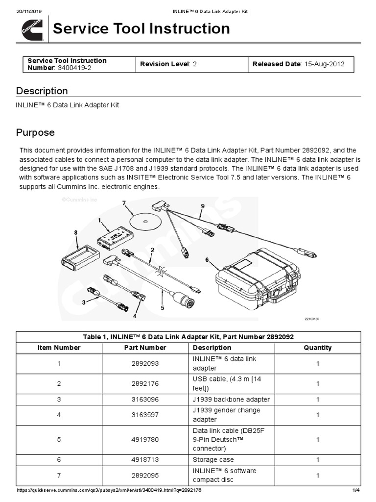 INLINE™ 6 Data Link Adapter Kit | PDF | Electronics | Digital Electronics