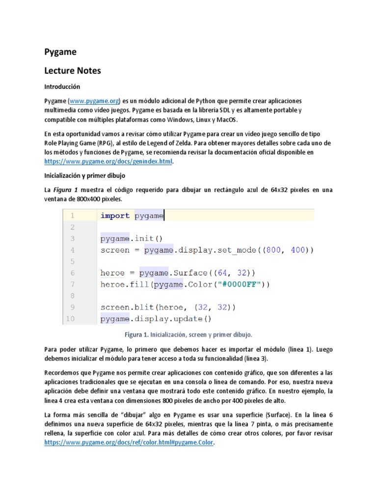 Pygame Lecture Notes | PDF | Ventana (informática) | Animación