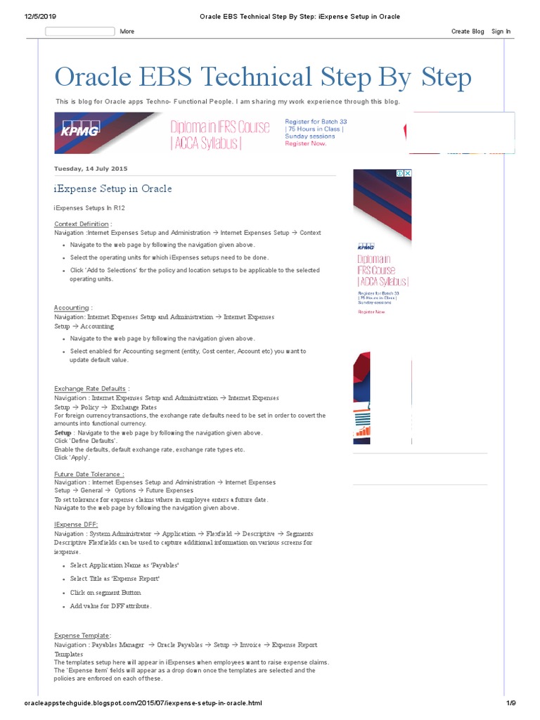 Oracle EBS Technical Step by Step - Iexpense Setup in PDF | PDF | Pl ...