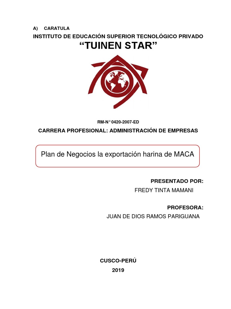 Monografia de Maca 2018 | PDF | Análisis de Riesgo y Puntos Críticos de Control | Perú