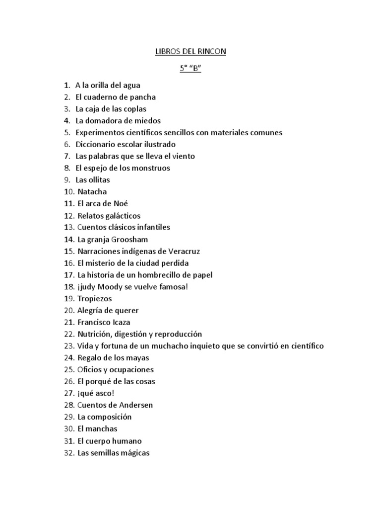 Libros Del Rincon | PDF