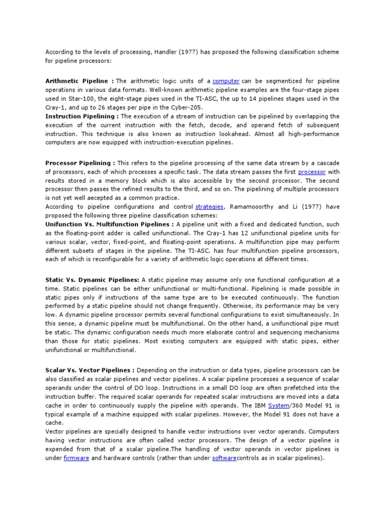 Classification of Pipeline Processors | PDF | Central Processing Unit ...