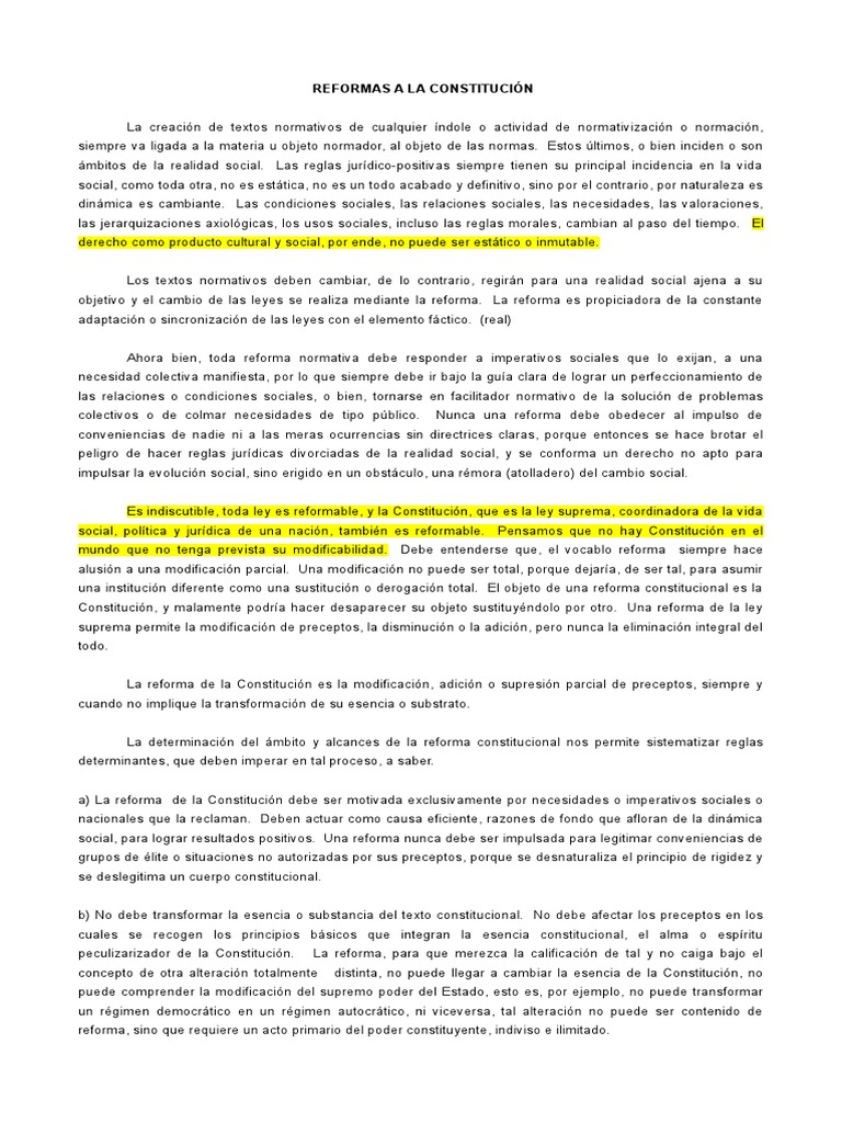 Reforma A La Constitución | PDF | Constitución | Enmienda constitucional