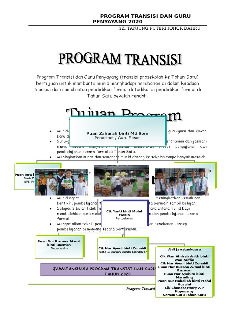 Jadual Program Transisi Tahun 1 2020 | PDF