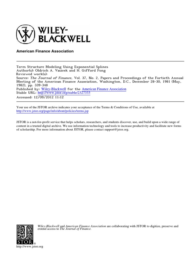Vasicek - Term Structure Modeling Using Exponential Splines | PDF ...