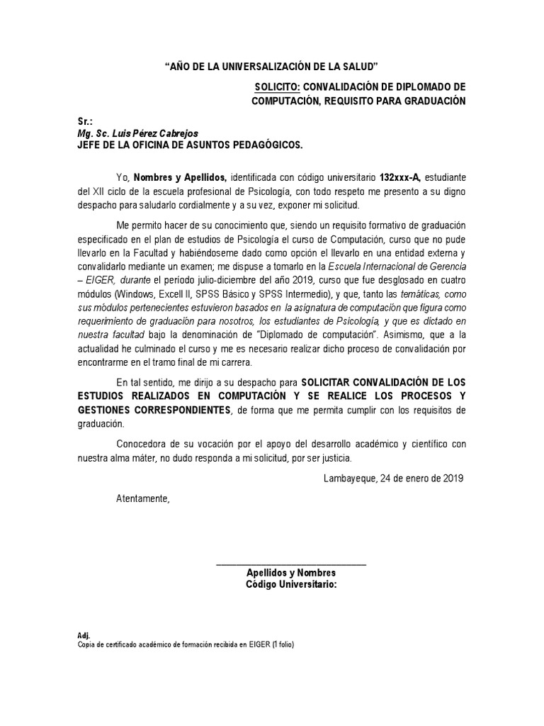 Solicitud para Convalidación | PDF | Informática y tecnología de la información | Business