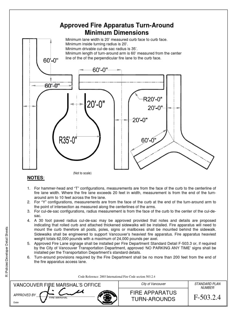 Fire Apparatus Turn Around Detail | PDF | Lane | Transportation Engineering
