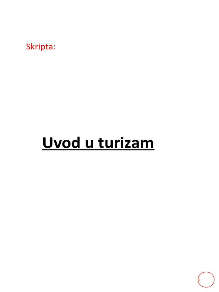 Skripta - Uvod U Turizam | PDF