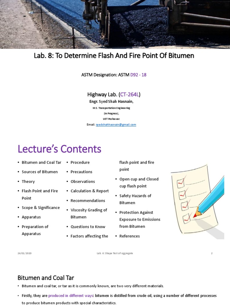 Flash and Fire Point Testing of Bitumen | PDF | Asphalt | Fires