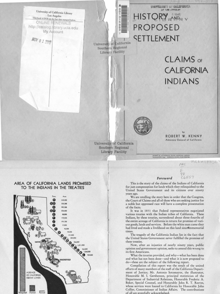 Robert Kenny, History and Proposed Settlement Claims of California ...