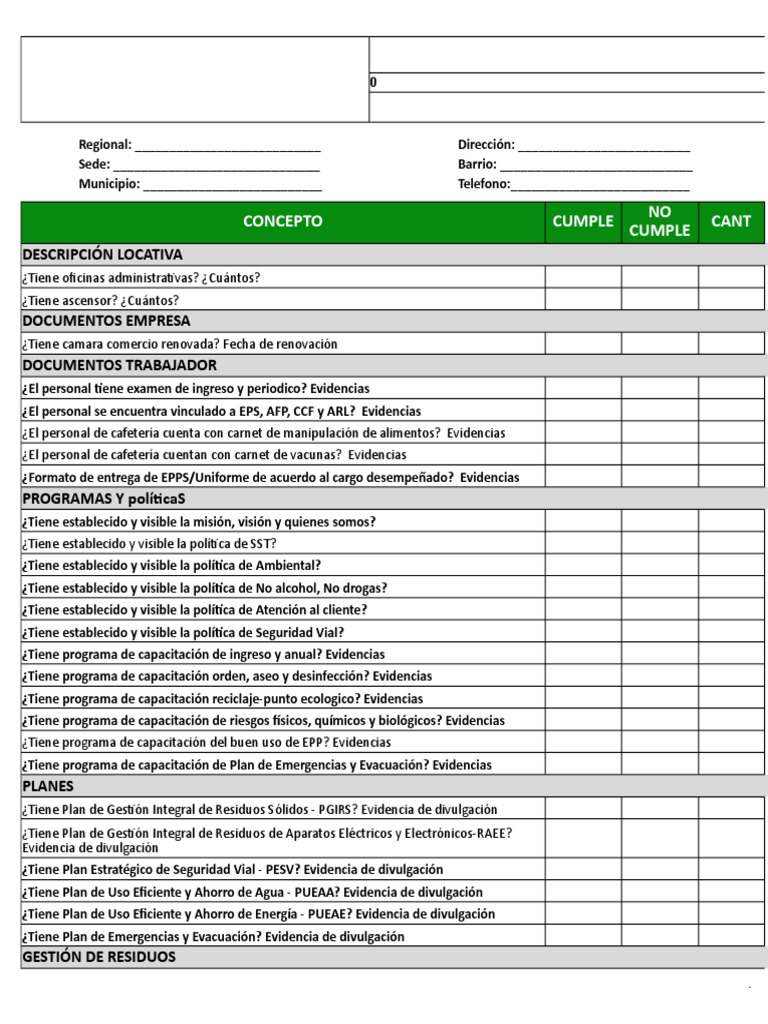 Checklist de Control y Seguimiento | PDF | Residuos | Naturaleza