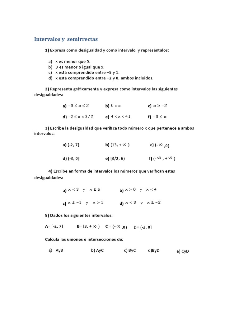 Intervalos y Semirrectas | PDF