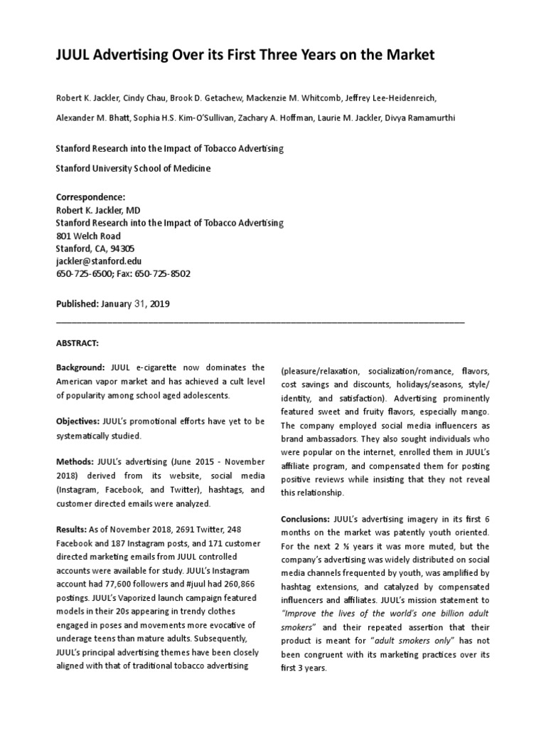 JUUL Marketing | PDF | Electronic Cigarette | Advertising