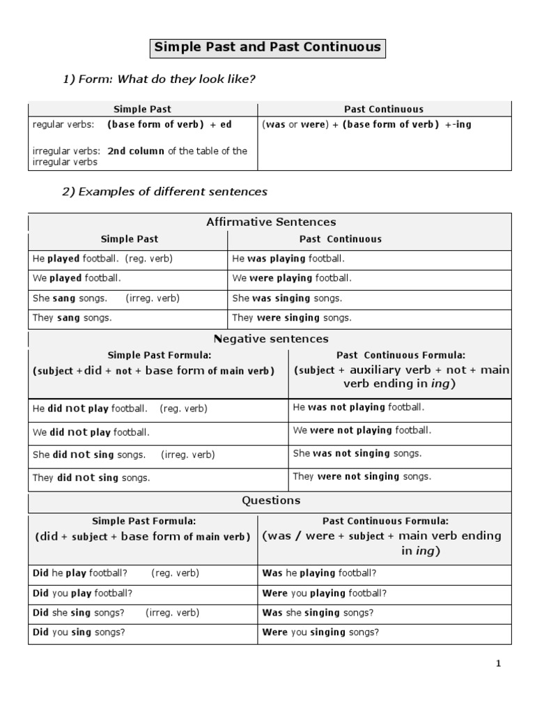 Simple Past and Past Continuous Notes and Exercises | PDF | Verb | Grammar
